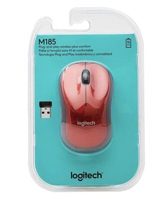 Logitech M185 Wireless Optical Mouse Red | eBay