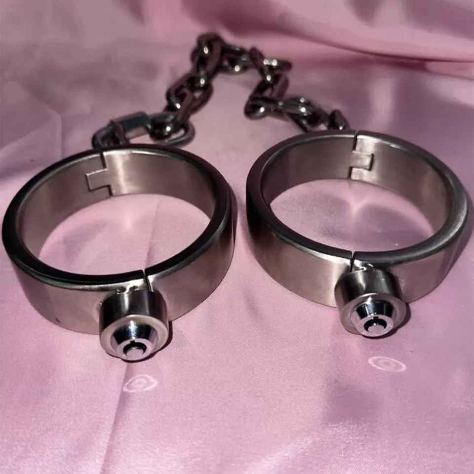 Heavy Duty Stainless Steel Bondage Neck Collar Handcuffs Ankle Cuffs ...
