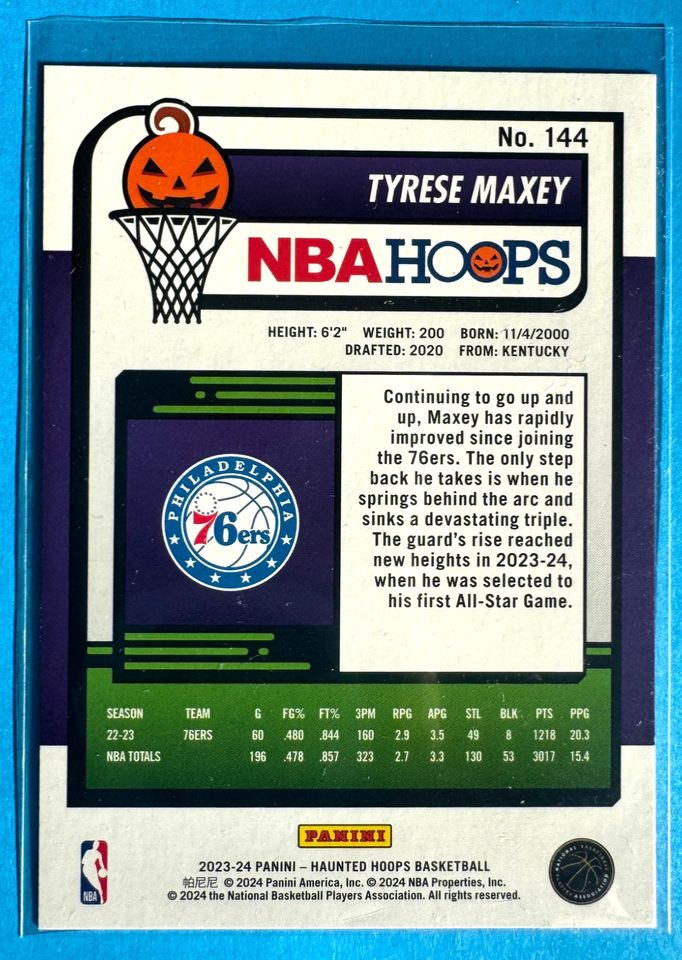 2023-24 Haunted Hoops Tyrese Maxey Candy Corn SP #144. | eBay