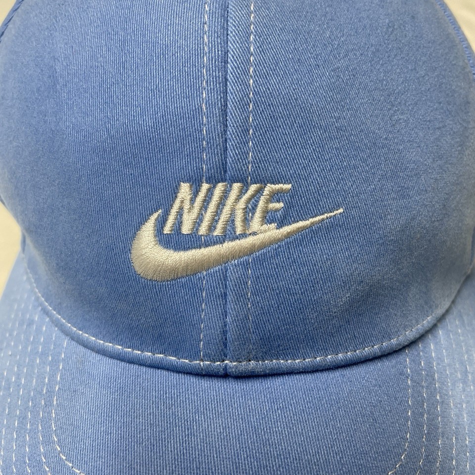 Vintage Nike Hat Cap Blue Swoosh Logo Fitted OSFA Streetwear Hip Hop ...