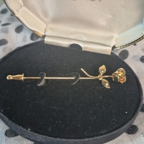 Monet Vintage Gold Tone Rose Lapel Stick Pin NOS W/Original Box | eBay