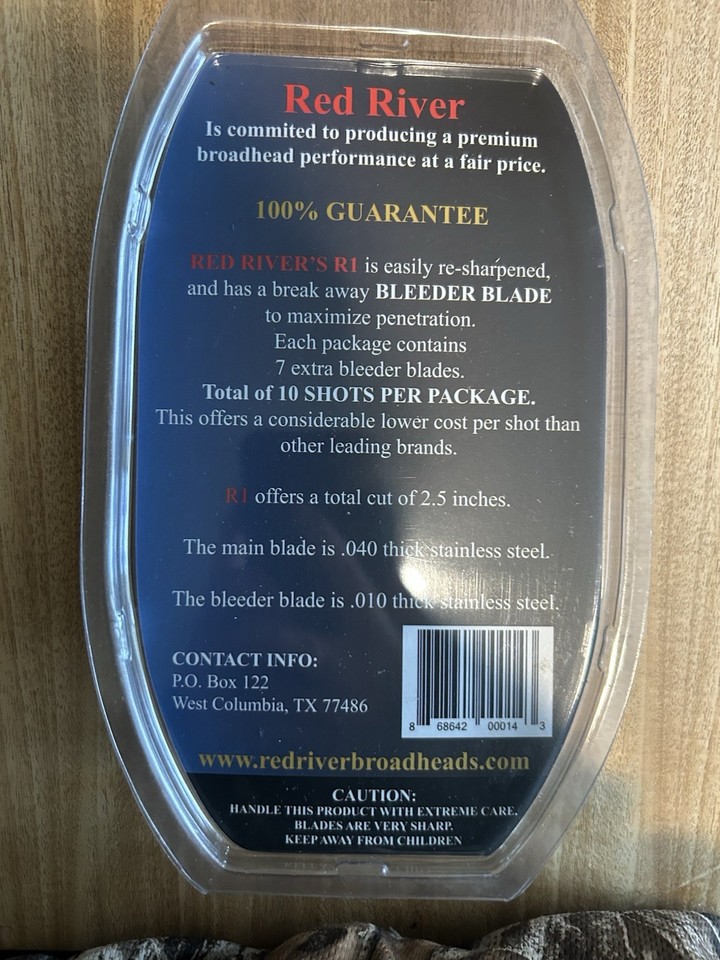 Red River R1 Broadhead 125 Grain Razor Sharp Blades Silver Red Bow ...