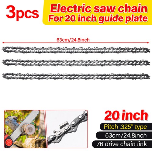 3PCS 20" inch Chainsaw Saw Chain 0.325" Pitch .058 Gauge 76DL Chain Set ...