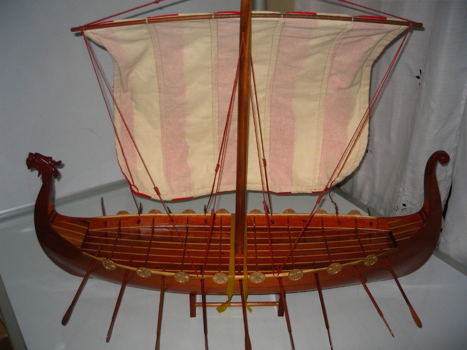 Viking Dragon boat high quality hand made wooden model ship 32" | eBay