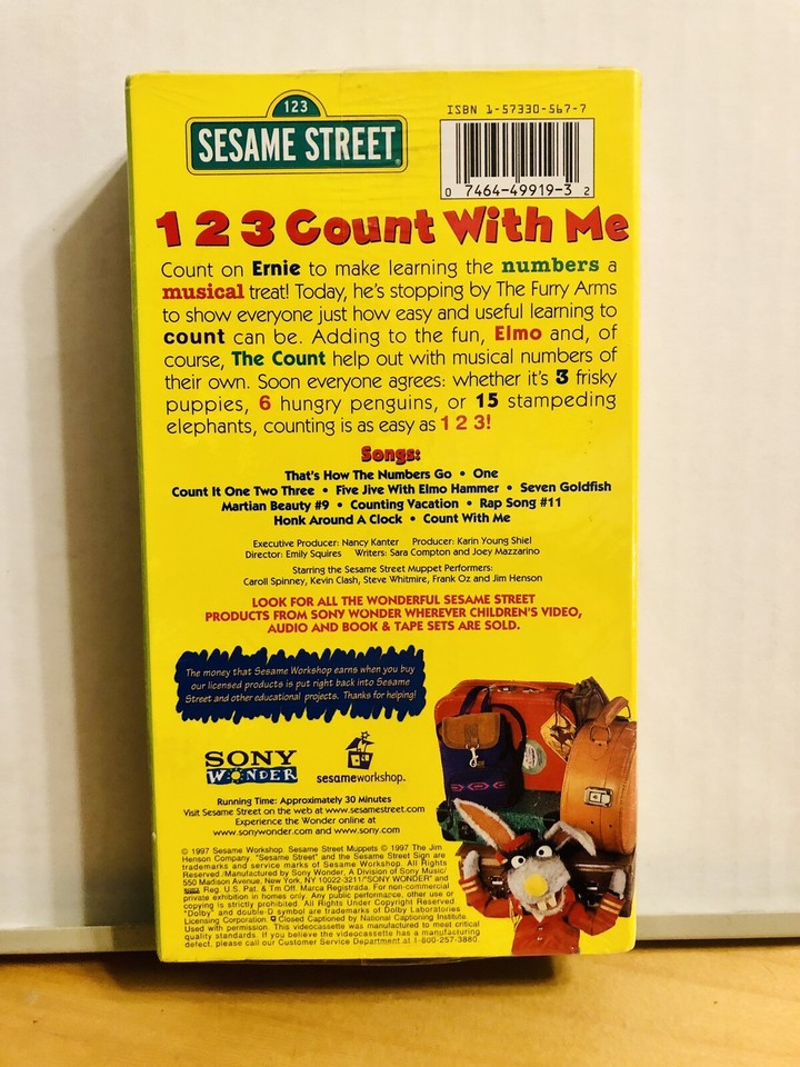 Sesame Street - 1 2 3 Count With Me (VHS, 1997) Sealed 74644991932 | eBay