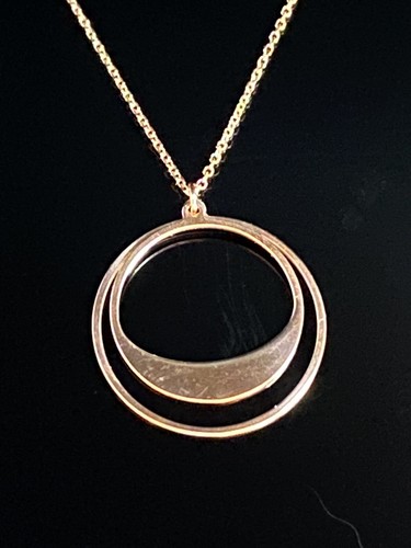 Solid 14K Rose Gold Graduated Circle Half Moon Pendant Chain Necklace ...