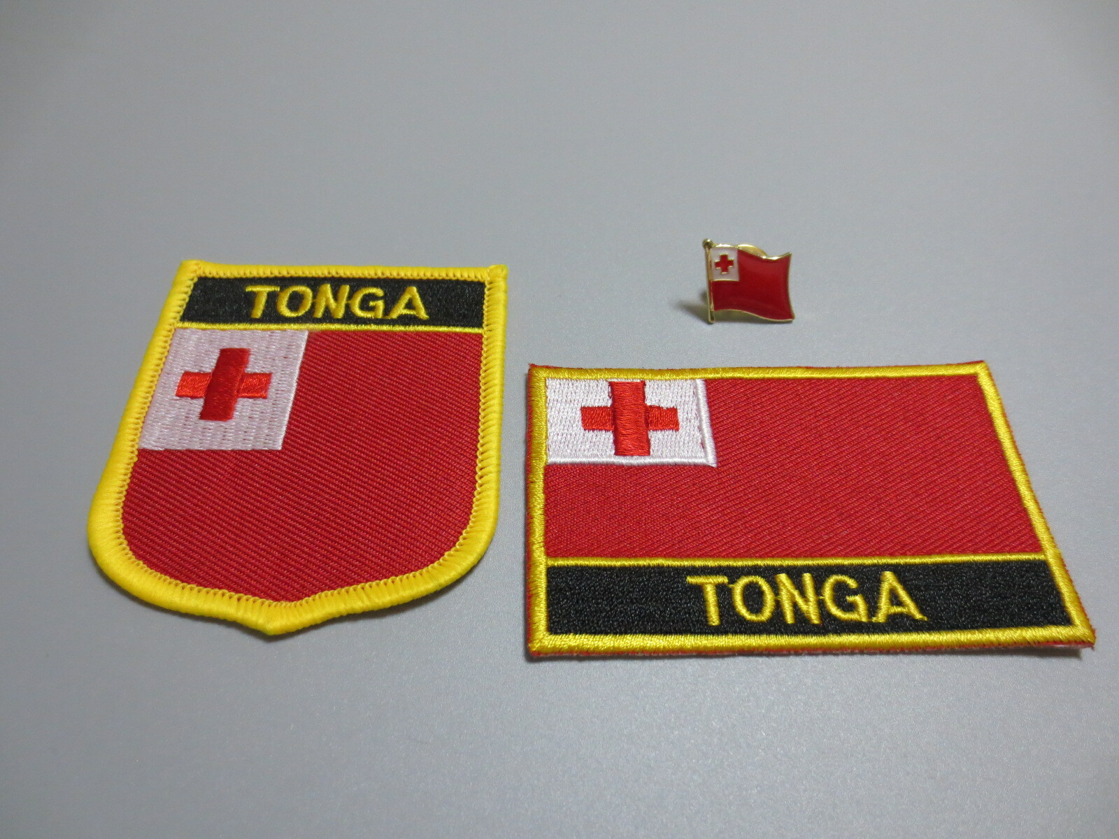 Set of Embroidery Flag Patch and Badge shield Patch and Lapel pin TONGA ...