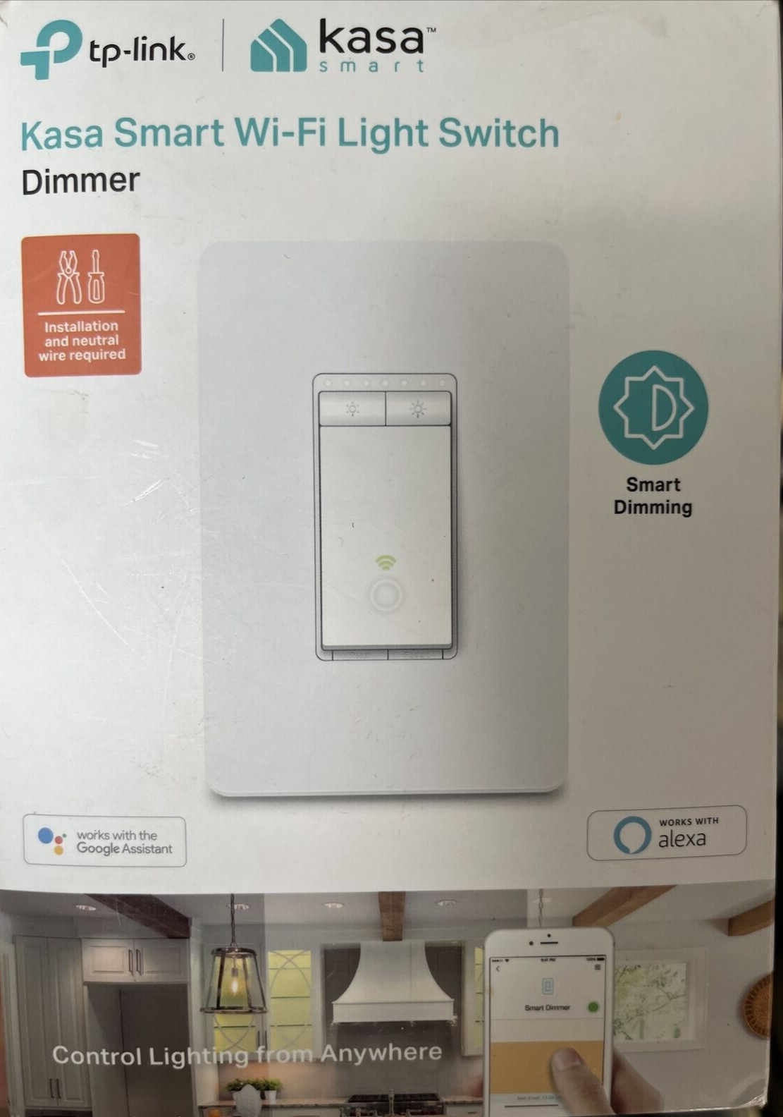 Set of 2 - Kasa Smart Dimmer Switch HS220 Single Pole 2.4Ghz Wi-Fi Li ...