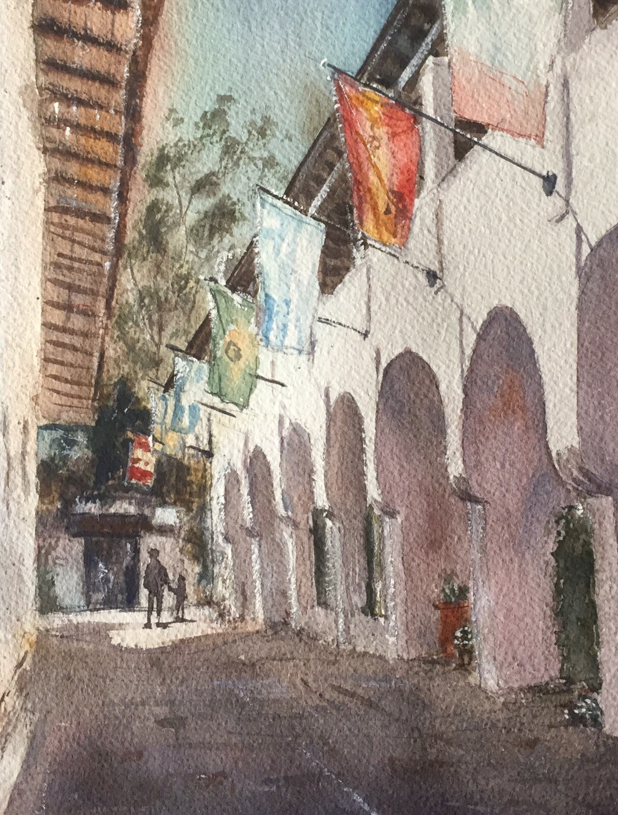 Watercolor Original Painting Unique 11" x 15" A Walk Through Santa ...