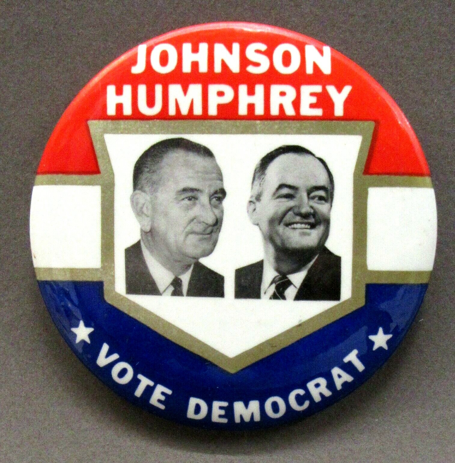 LBJ 1964 JOHNSON HUMPHREY VOTE DEMOCRAT president large 3.5" pinback ...