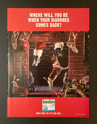 2002 Imodium Comical Print Ad Christmas Santa Chimney Dog Ad Says It ...