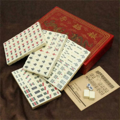 Vintage Chinese Mahjong Set Traditional 144 Tiles Mah-Jong Game Set W ...