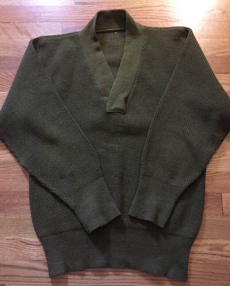 Vintage 1940's WWII US Army Military V Neck Heavy Wool Uniform Sweater ...