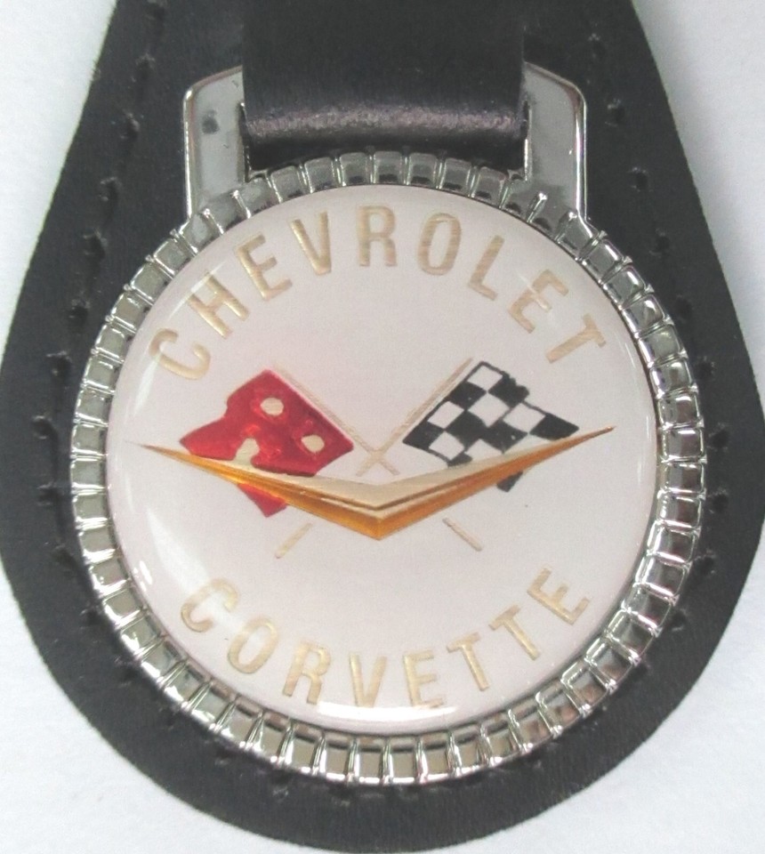 White Chevrolet C1 CORVETTE Black Leather #3261 Chrome Key Ring C 1 | eBay