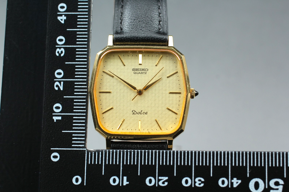 [Exc+5] SEIKO Dolce 7731-5120 28mm Gold Dial Vintage Qz Men's Watch ...