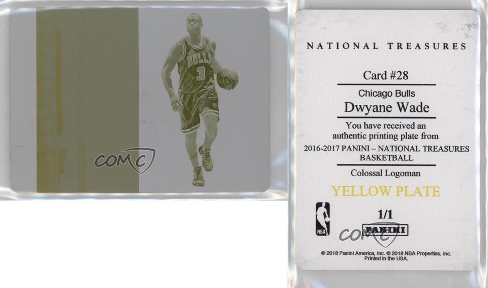 2016 National Treasures Printing Plate Yellow 1/1 Dwyane Wade HOF ...