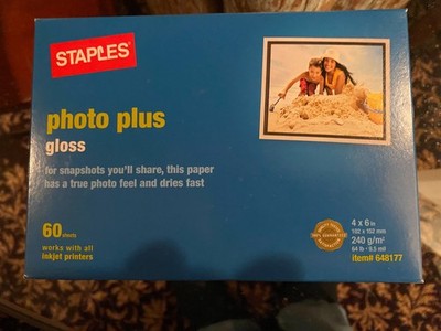 New 12 Pack Staples Photo Plus Paper 4" x 6" Gloss 60 Pack 648177 ...