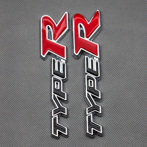 2x Chrome Metal Black & Red Coated TYPE-R Car Emblem Rear Lid Trunk ...
