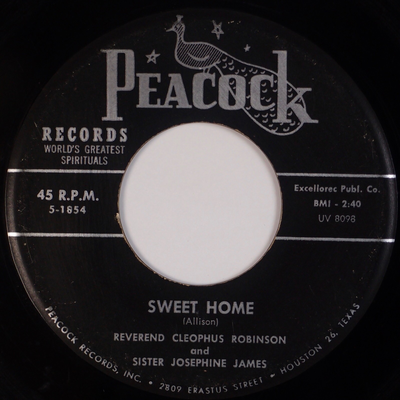 REVEREND CLEOPHUS ROBINSON: Sweet Home US Peacock Black Gospel Duet 45 ...