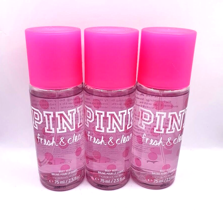 VICTORIA'S SECRET PINK FRESH & CLEAN BODY MIST 2.5 FL OZ EACH (SET OF 3 ...