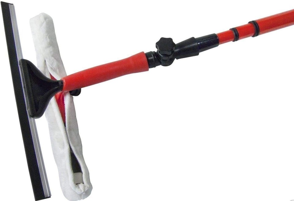 Extra Long Window Cleaning Kit Extendable Telescopic Squeegee Glass ...