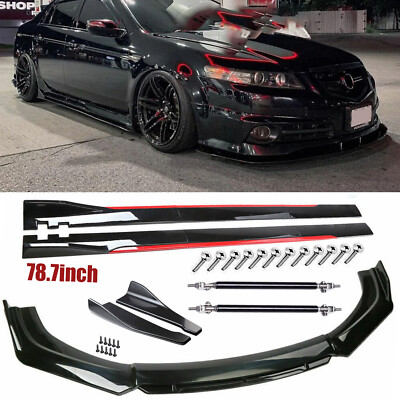 Glossy Black Front Bumper Lip Spoiler Side Skirt Rear Lip For Acura TL ...