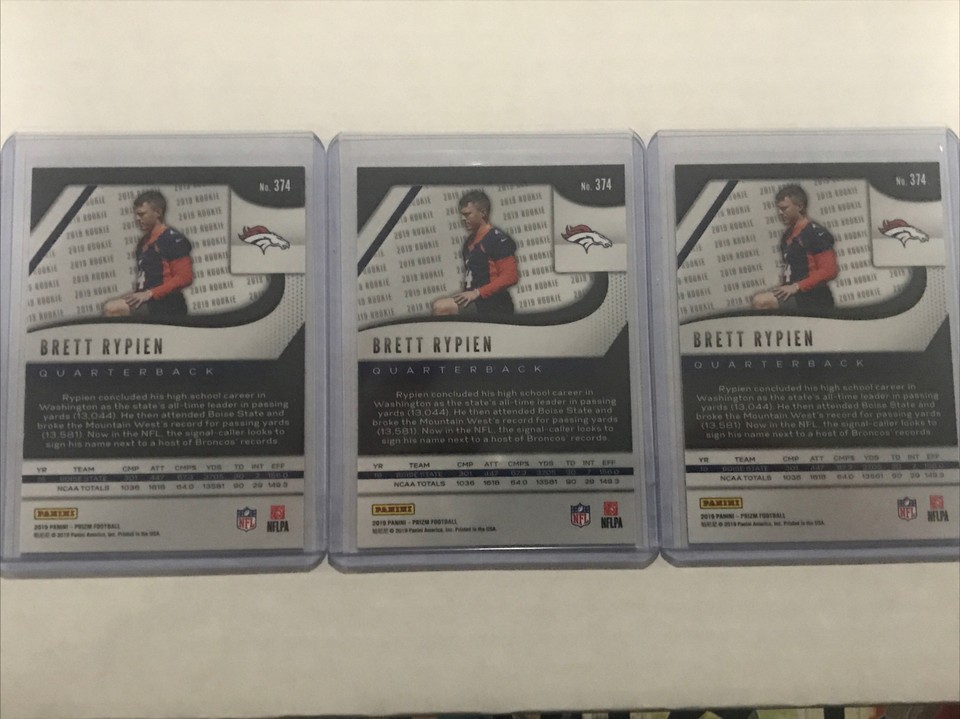 2019 Prizm Brett Rypien RC 3 Card Base Lot Broncos | eBay