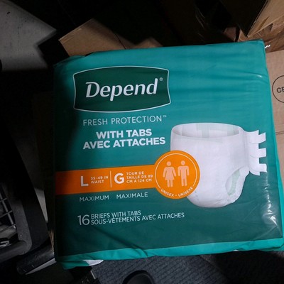 Depend Fresh Protection incontinence Briefs With Tabs for L 16 count | eBay