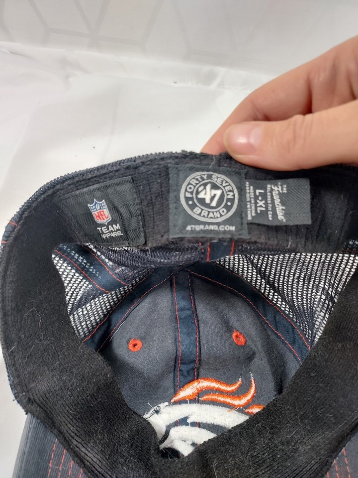 NFL Denver Broncos Logo Patch cap hat, L-XL, ‘47 Brand Franchise grey ...