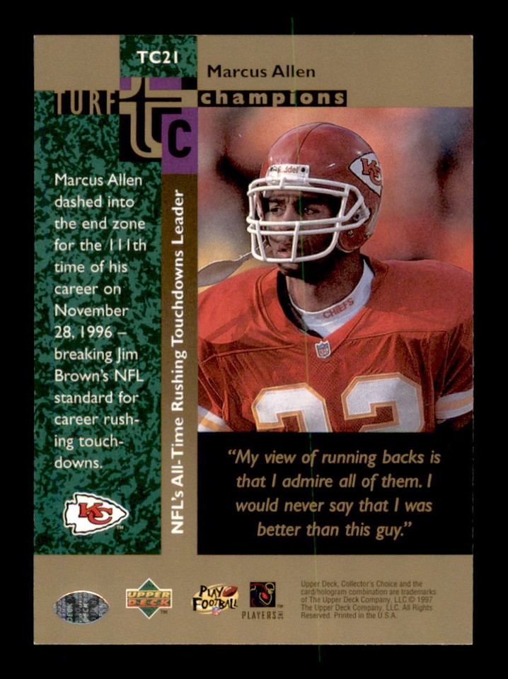 1997 Football Upper Deck Marcus Allen Kansas City Chiefs #TC21 | eBay