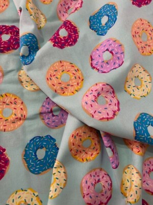 New Sweet Colorful Pastel Sprinkle Doughnut Donuts Cotton Fabric By the ...