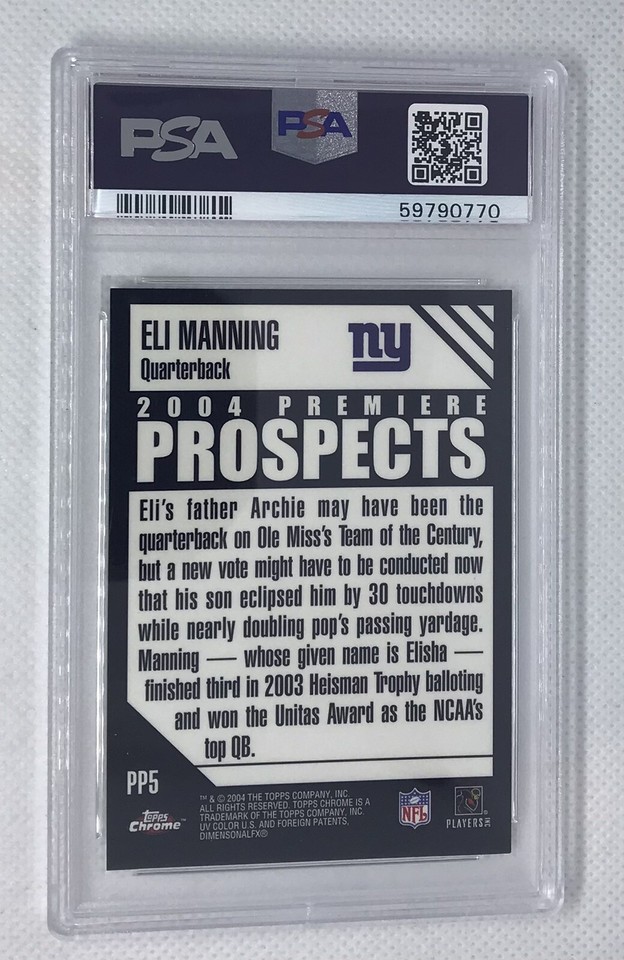 2004 ELI MANNING TOPPS CHROME ROOKIE CARD #205 PSA 8 FUTURE HOF! New ...