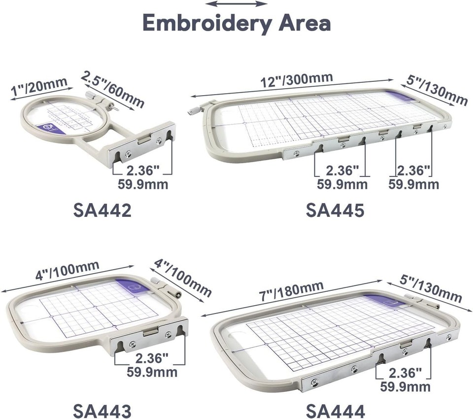 Sew Tech Embroidery Hoops for Brother PE900 PE800 SE2000 SE2100DI 4in1 ...