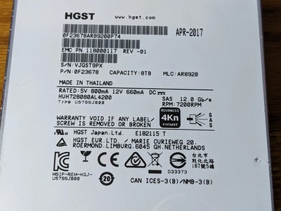 HGST 8TB Ultrastar He8 7.2K SAS 3.5" Hard Drive HDD HUH728080AL4200 | eBay