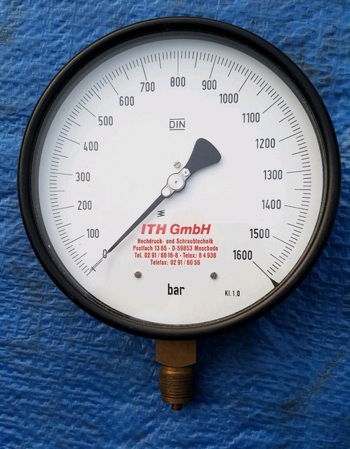 6" ITH GmbH Hydraulic Pressure Gauge for Torque &Tensioning Systems to ...