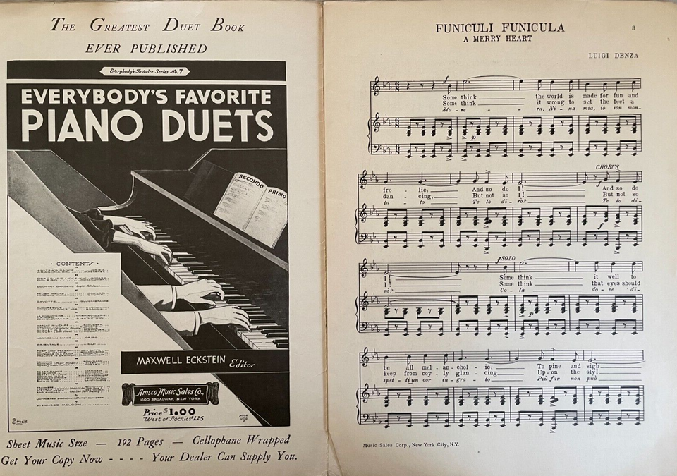 FUNICULI, FUNICULA SONG BY LUIGI DENZA - MASTER LIBRARY OF MUSICAL ...