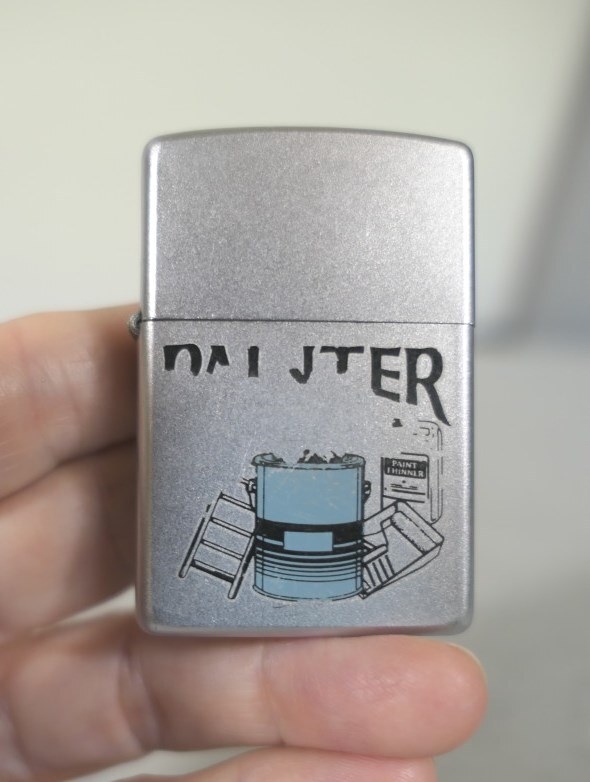 Vintage 2001 Satin Chrome & Blue "Painter" Painting Supplies Zippo ...