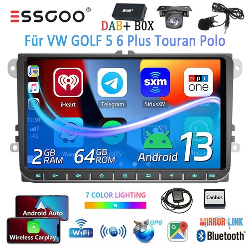 DAB+ Android 13 2+64G CarPlay Autoradio GPS Für VW GOLF 5 6 Plus Polo ...