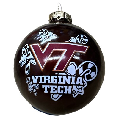 NCAA Virginia Tech Hokies Large Candy Canes Glass Ball Ornament | eBay