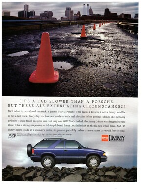 GMC Jimmy Tad Slower Than a Porsche Vintage 1995 Print Ad | eBay