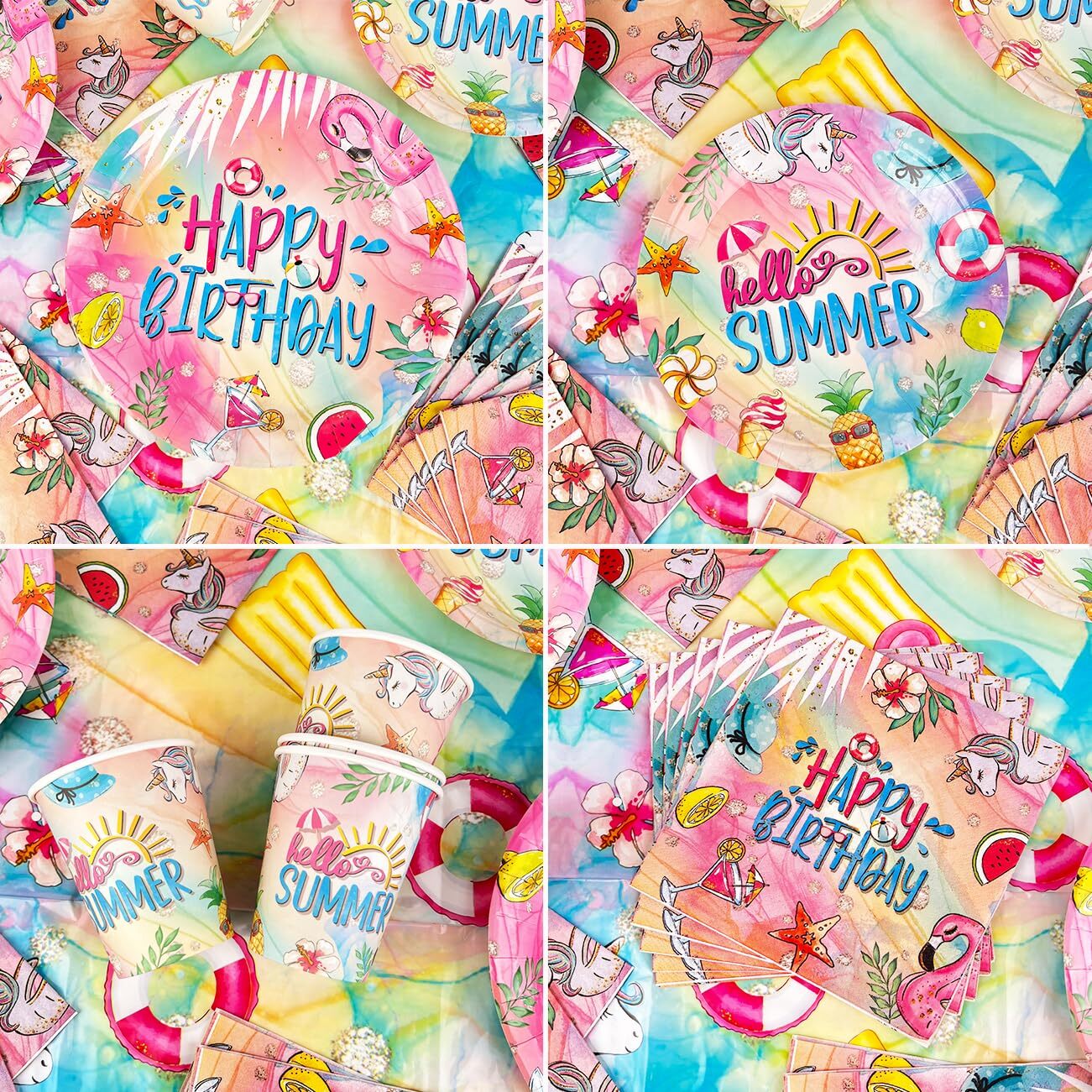 Summer Pool Birthday Party Decorations, Summer Themed Birthday Plates ...