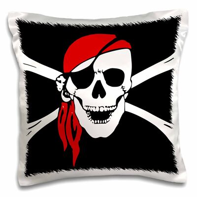 3dRose Pirate Skull and Cross Bones - Art - Black Flag 16x16 inch ...