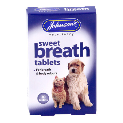 JOHNSONS SWEET BREATH TABLETS DOGS & CATS FRESH BREATH & BODY ODOUR 30 ...
