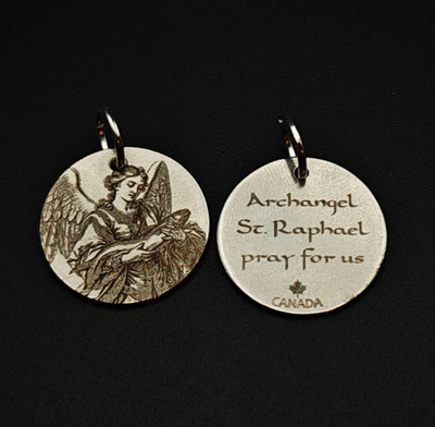 Small Raphael Medal: Engraved Archangel Raphael Pendant 20mm, | eBay