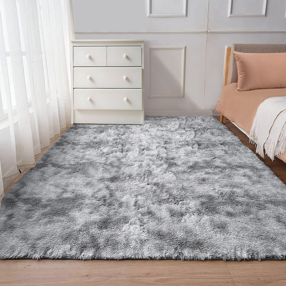 Shaggy Fluffy Area Rug Anti Skid Living Room Bedroom Carpet Ultra Soft ...