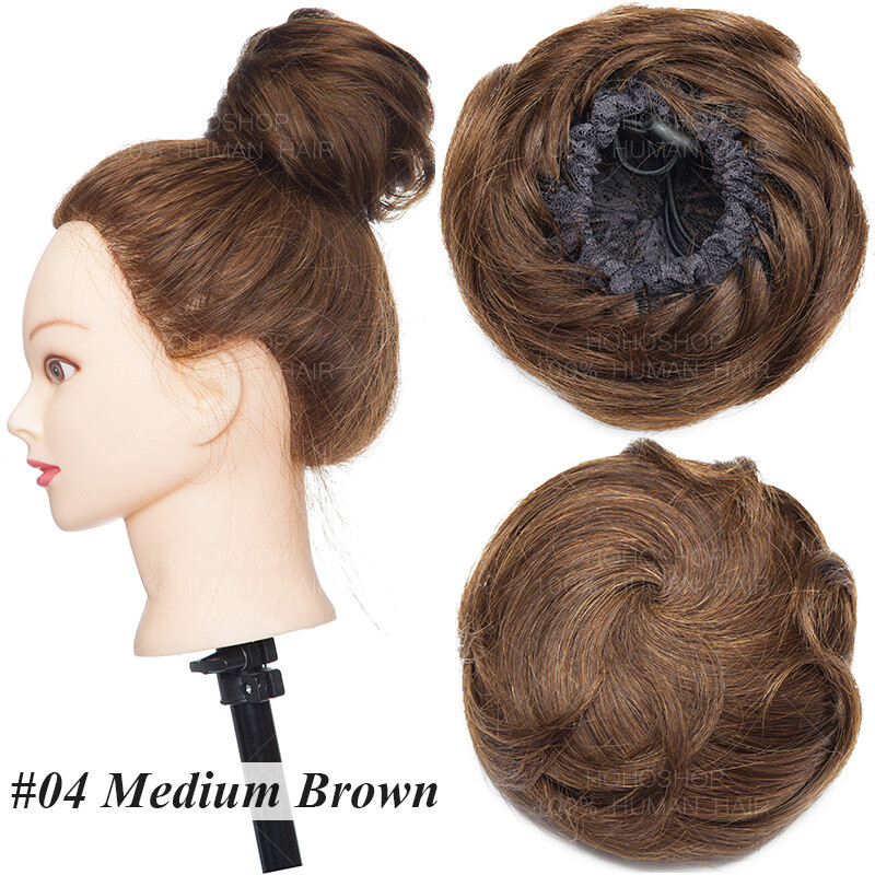 100% VIRGIN ECHTHAAR Scrunchie Dutt Bun Zopf Gummiband Haarteile ...