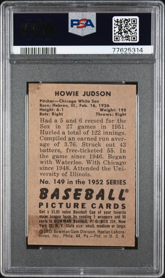1952 Bowman Baseball #149 Howie Judson PSA 5 | eBay