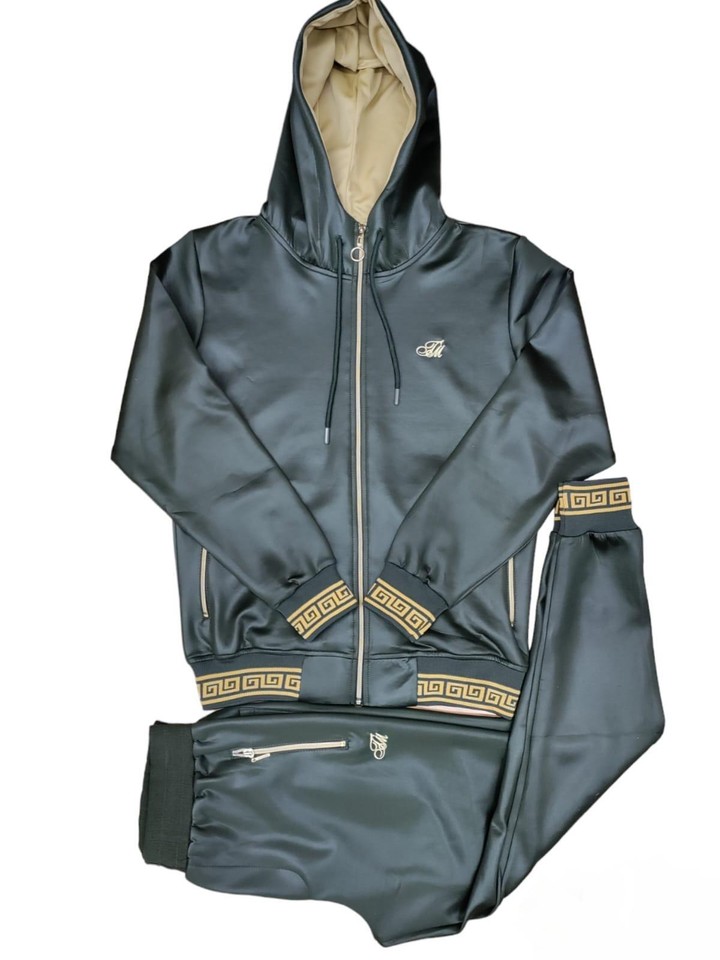 Mens TiM Tracksuit Shine Designer Fit Urban Zip Up Top Matching Jogger ...