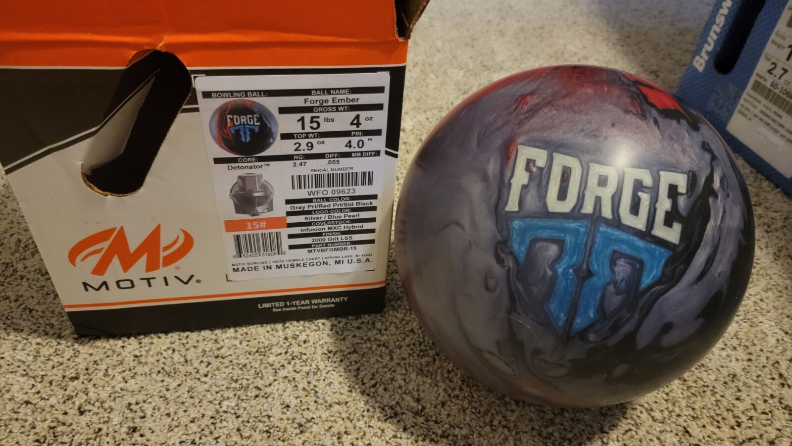 Motiv Forge Ember 1st Quality Bowling Ball | 15 Pounds | 4" Pin | 2.9oz ...