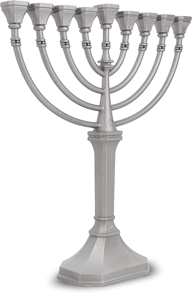 Traditional Classic Hanukkah Menorah - 9.5" Tall Graceful Style Candle ...